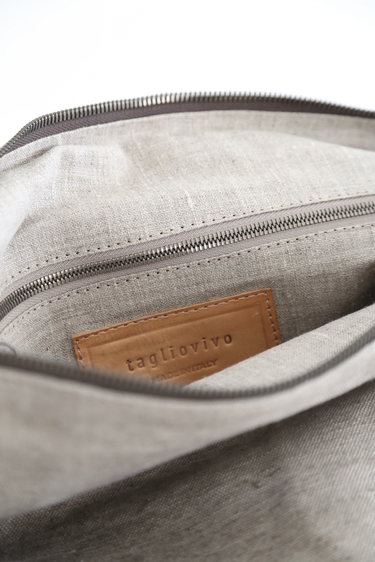 Monospalla Linen Greige - Aged - Tagliovivo | Artisanal Leather Bags