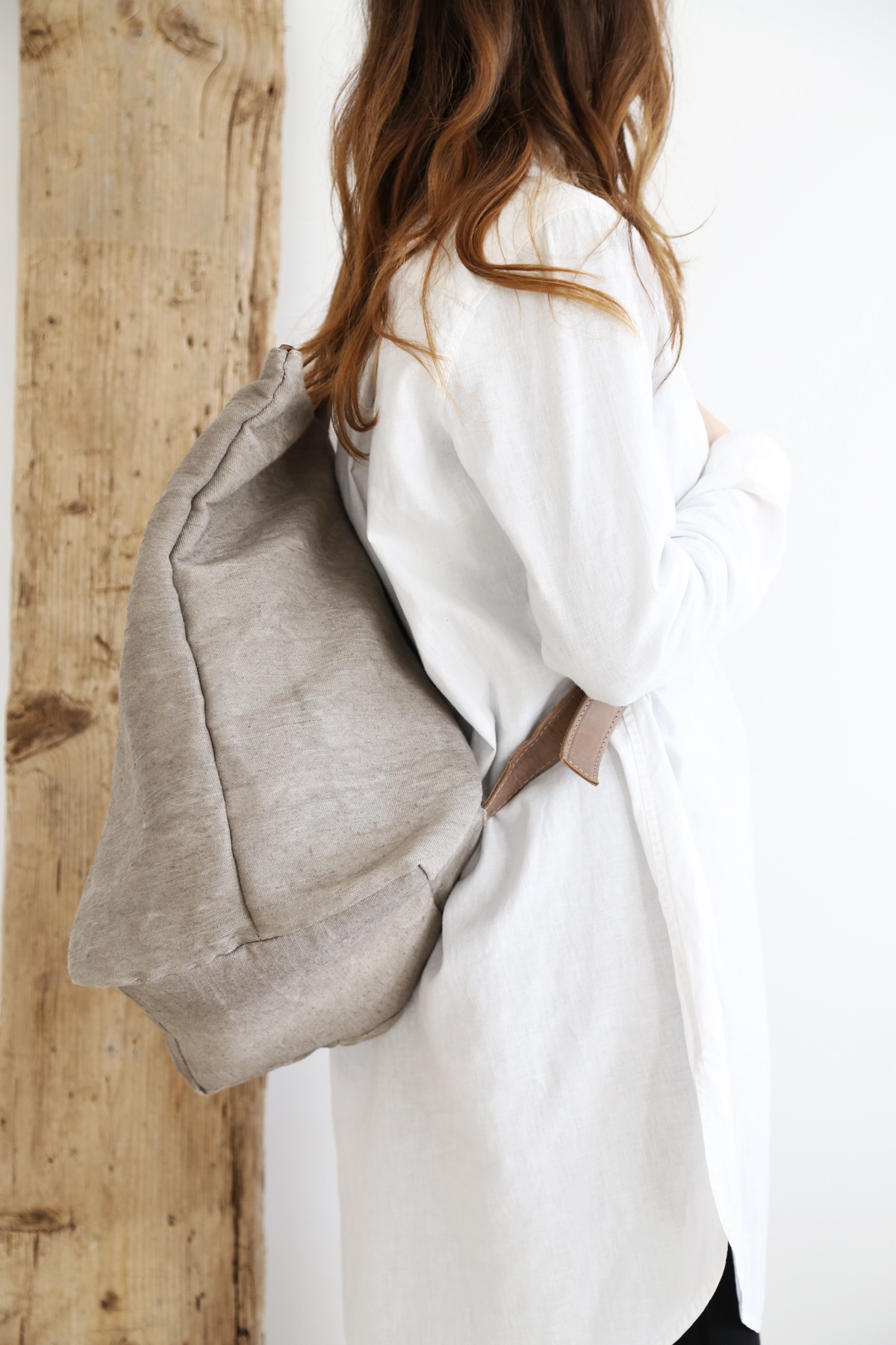 Monospalla Linen Greige - Aged - Tagliovivo | Artisanal Leather Bags